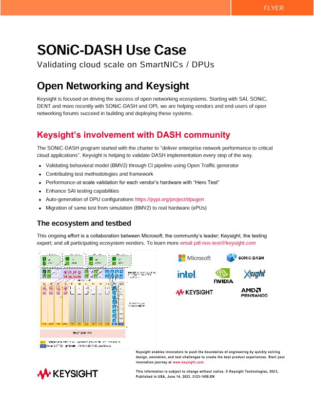 SONiC-DASH Use Case PDF Asset Page | Keysight